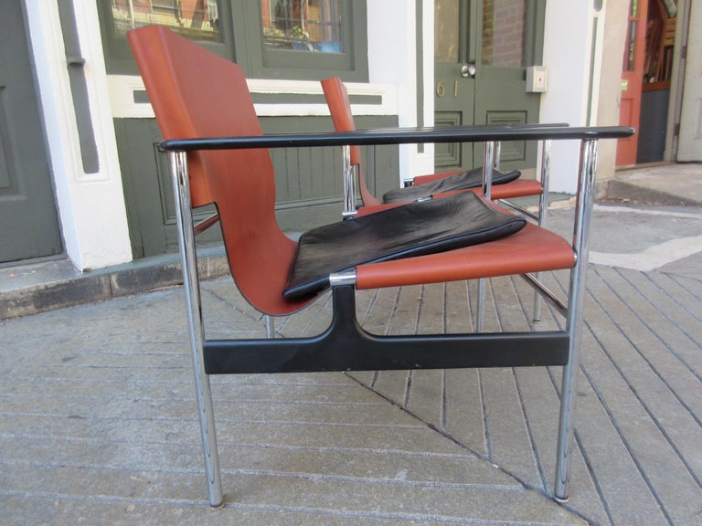 Charles Pollack for Knoll Model 657 Leather Sling Chairs at 1stDibs