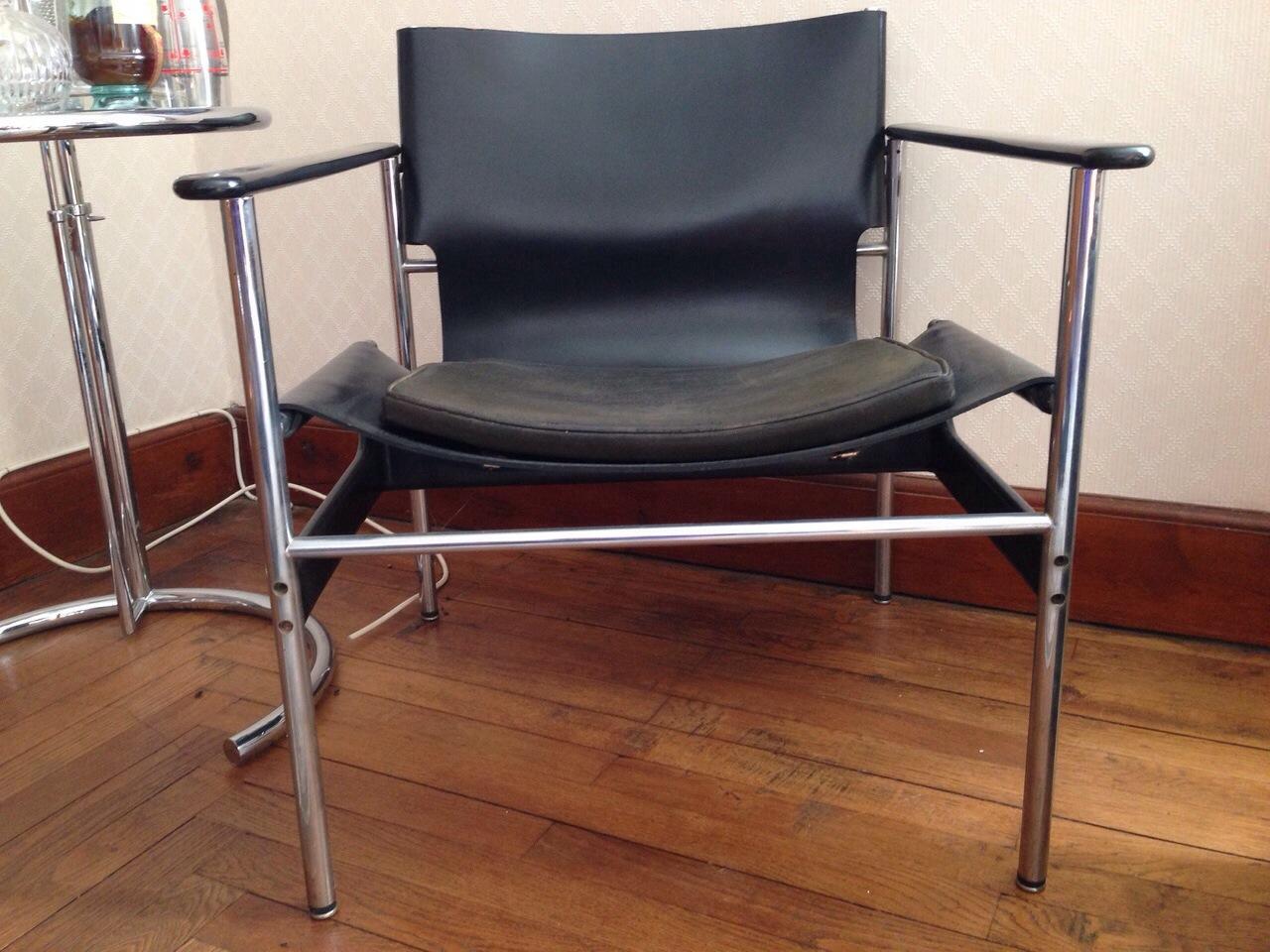 Charles Pollock 657 Leather Sling Lounge Chairs by Knoll For Sale at ...