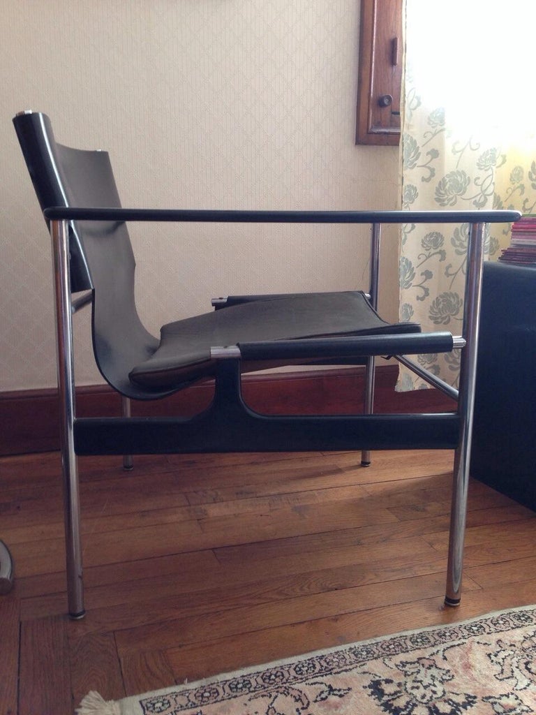 Charles Pollock 657 Leather Sling Lounge Chairs by Knoll For Sale at ...