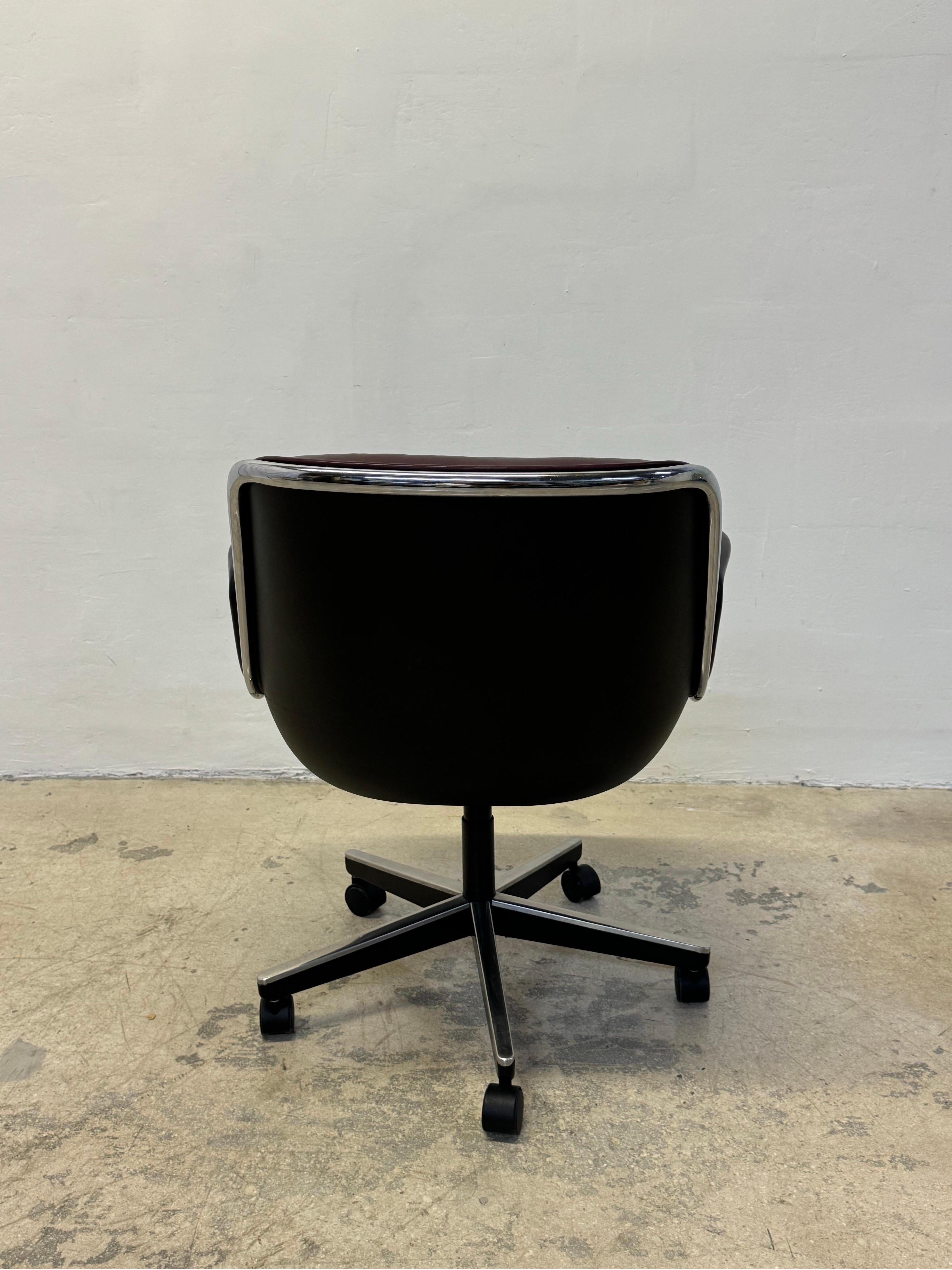Charles Pollock Aubergine Leather Executive Arm Chair for Knoll at 1stDibs