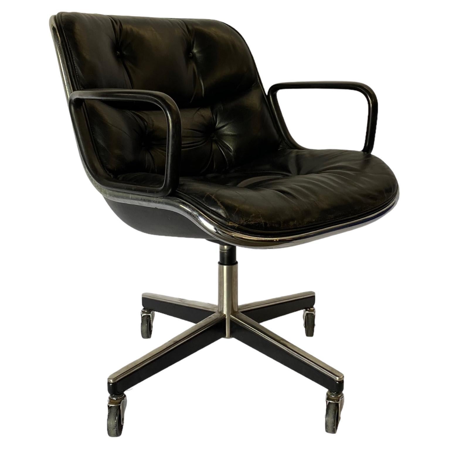 Pollock Executive Chairs in Black Leather by Charles Pollock for Knoll ...
