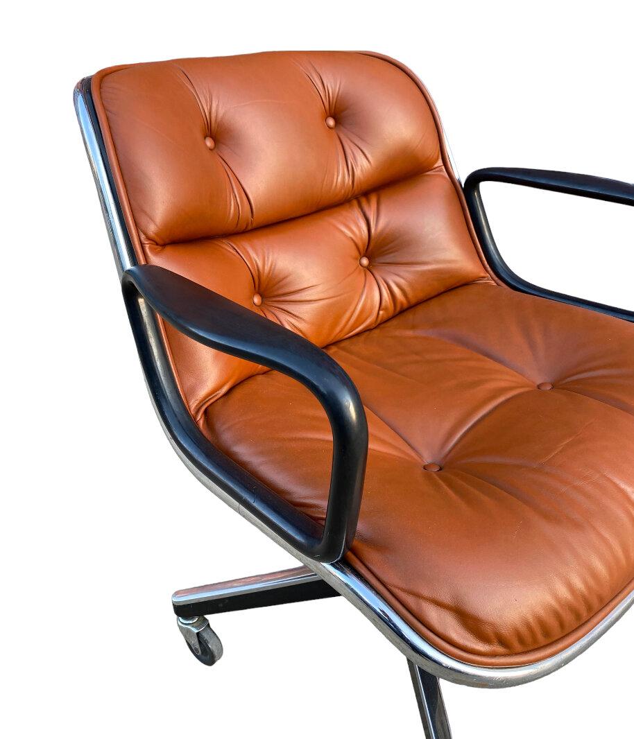 Charles Pollock Executive Desk Chair in Burnt Orange Leather at 1stDibs