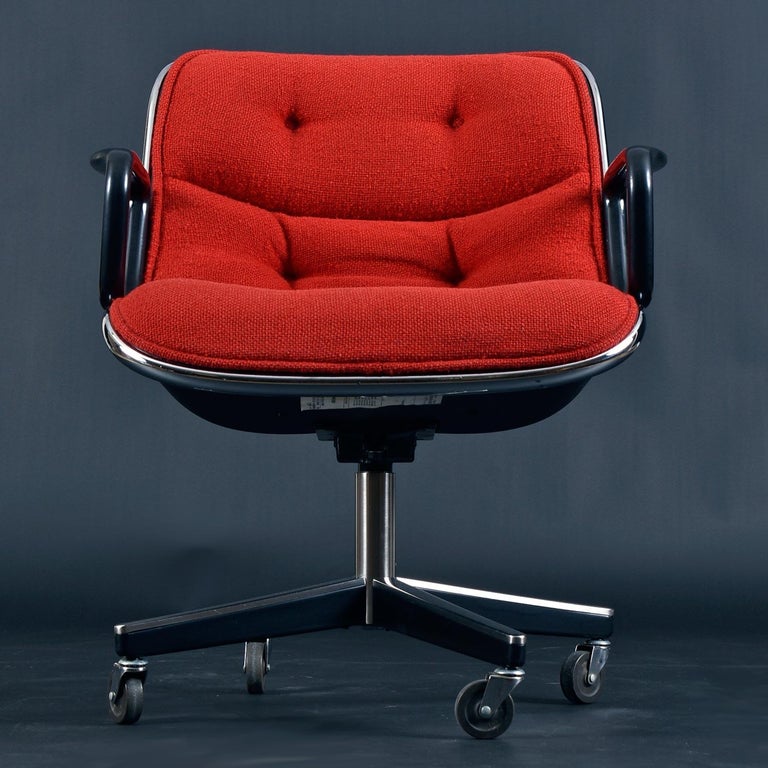 Charles Pollock for Knoll Red Tweed Executive Chair with Height Tension ...