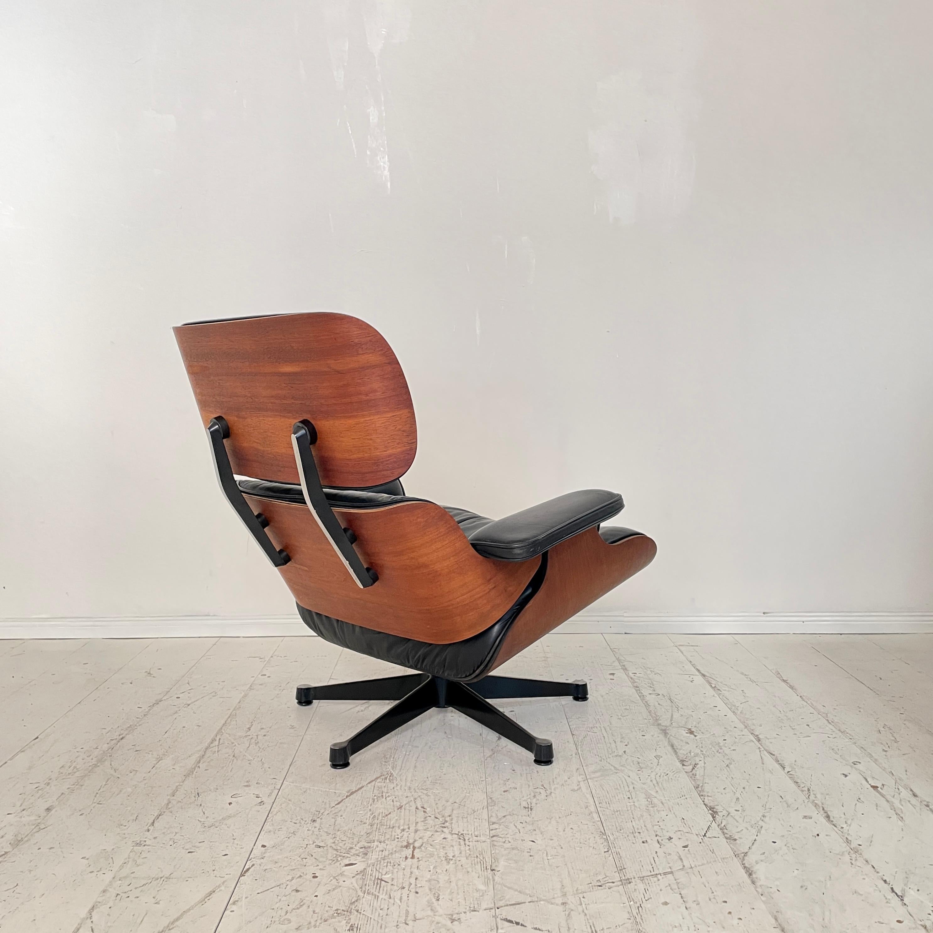 Charles and Ray Eames Lounge Clair in Brown Walnut and Black Leather ...