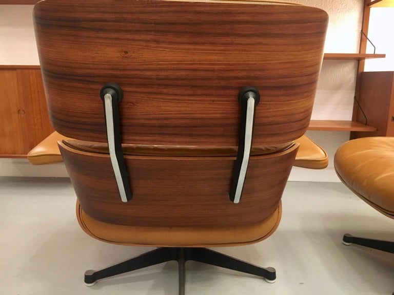 Charles and Ray Eames Rosewood and Cognac Leather Lounge Chair, 1975 at ...