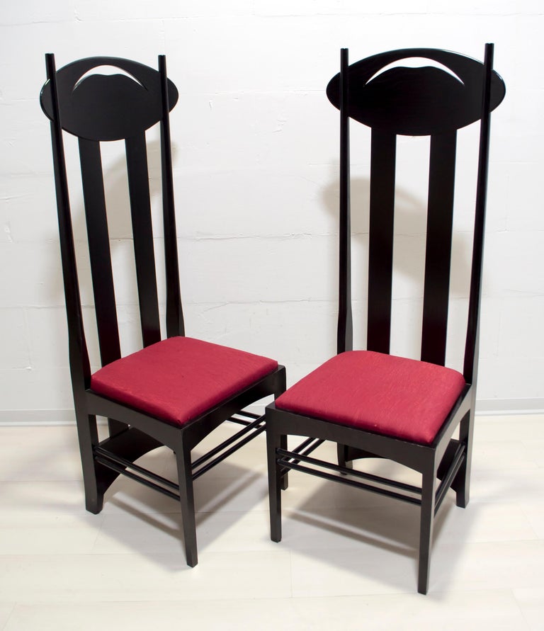 Charles Rennie Mackintosh "Argyle" High Back Chairs by Cassina, 1973 at ...