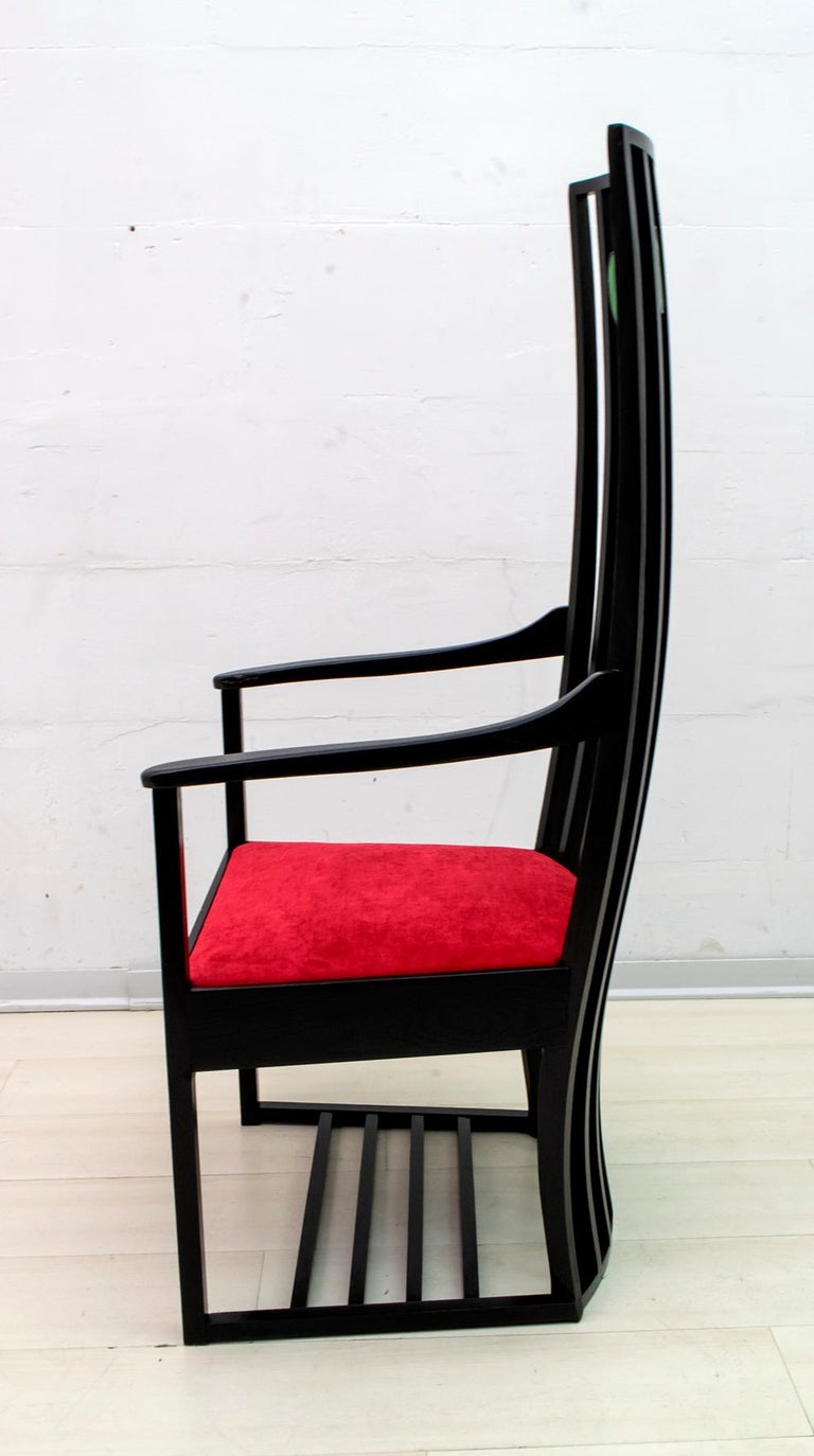 Charles Rennie Mackintosh High Back Chair Oak and Glass Paste, 1970s at ...
