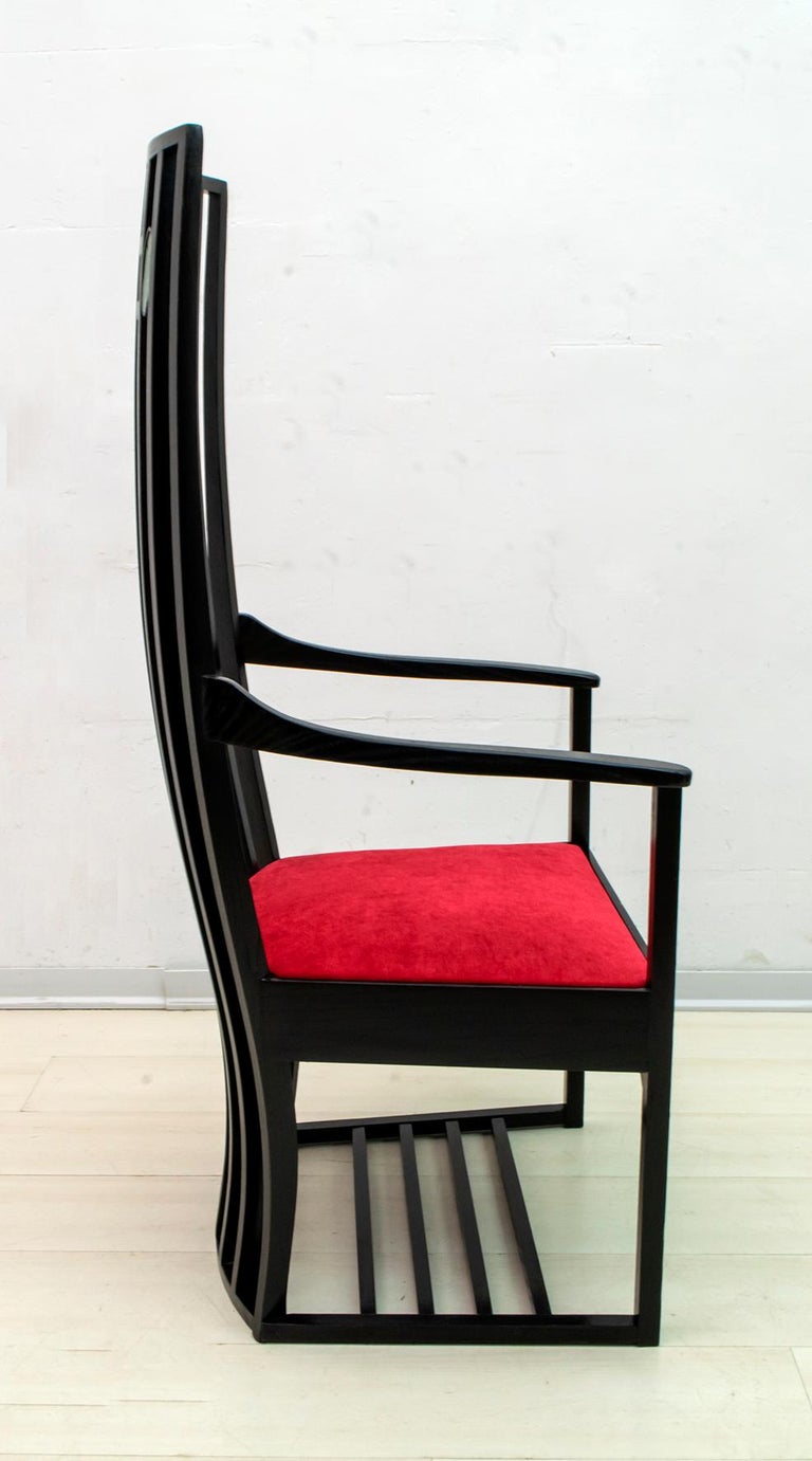 Charles Rennie Mackintosh High Back Chair Oak and Glass Paste, 1970s at ...
