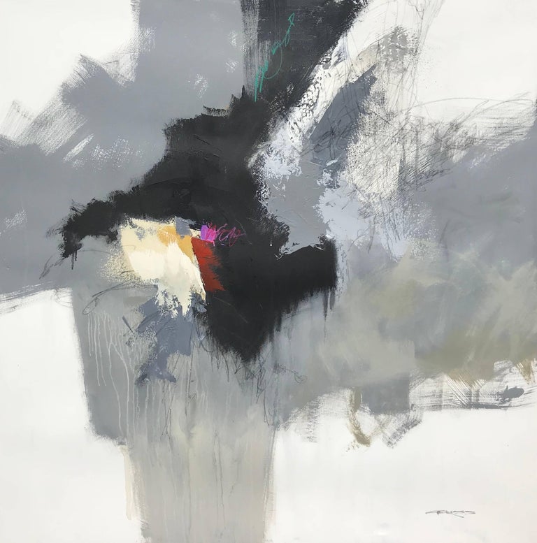 Charles Ross - City Center, Square Large Abstract Mixed Media on Canvas ...