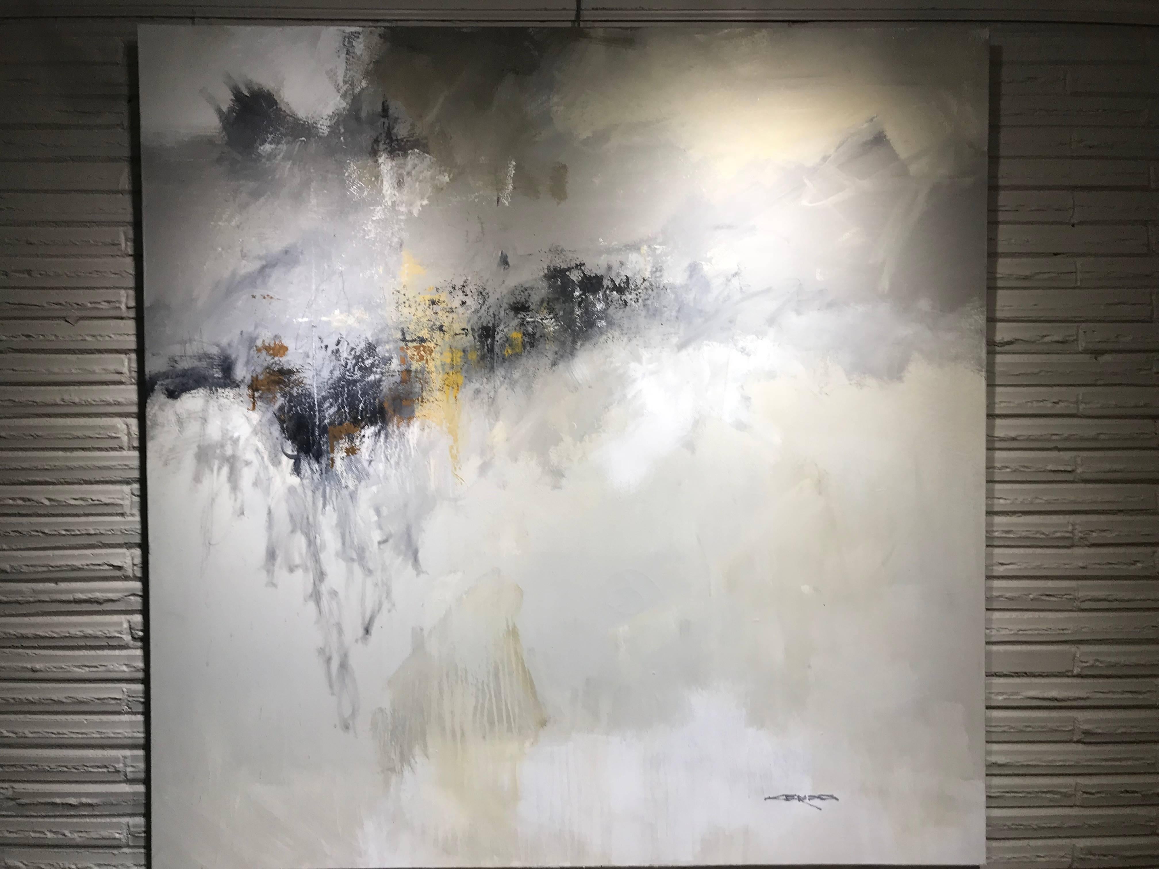 Charles Ross - Street Scene II, Large Square Abstract Mixed Media on ...