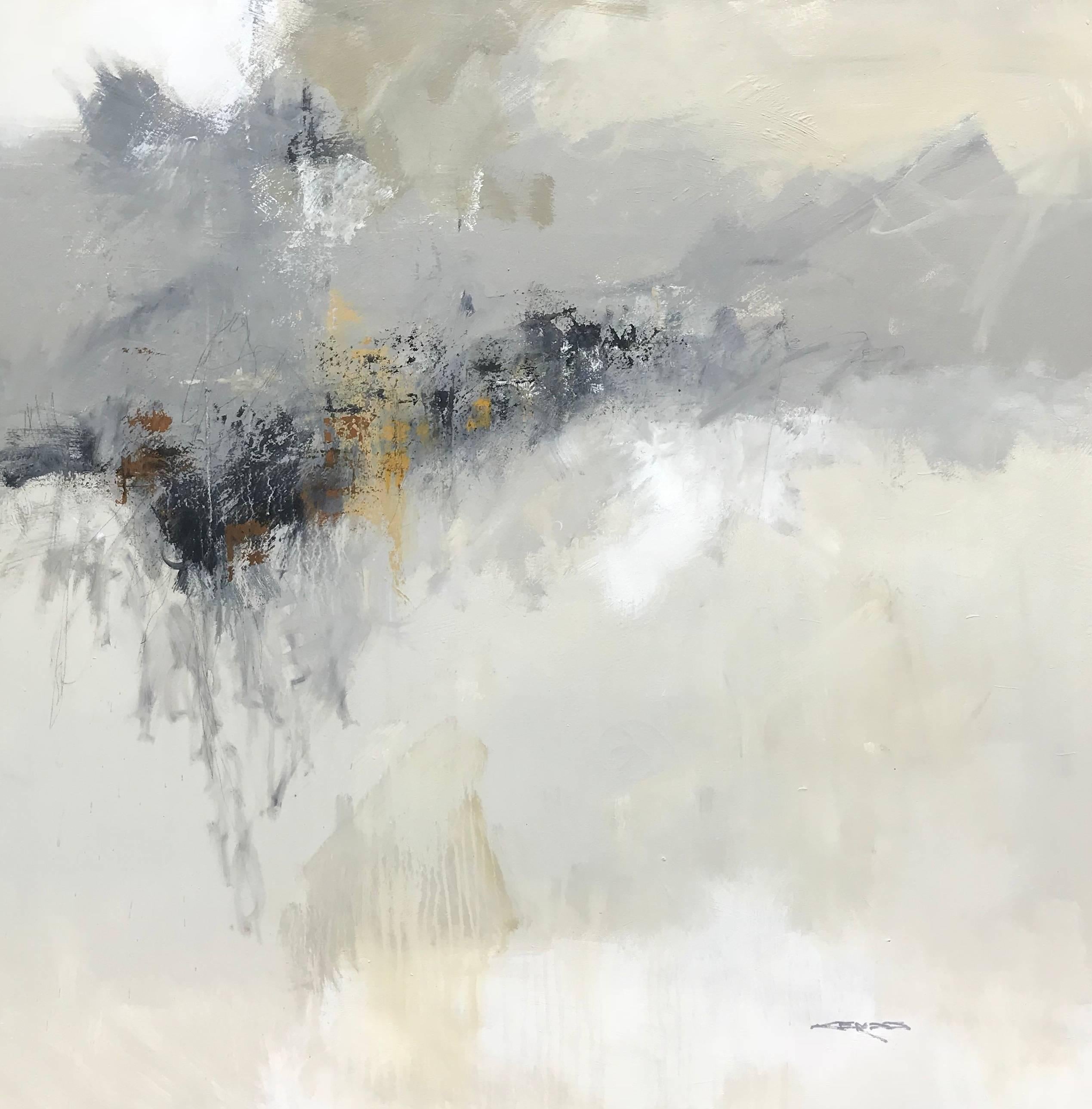Charles Ross - Street Scene II, Large Square Abstract Mixed Media on ...