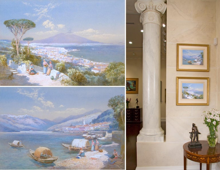 Charles Rowbotham - View of Bay of Naples; View of Bellagio (Lake Como ...