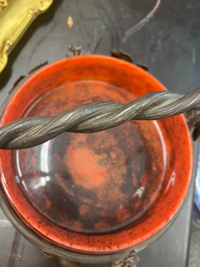 Charles Schneider a Fine Art Deco Schneider Glass and Wrought Iron Bowl ...