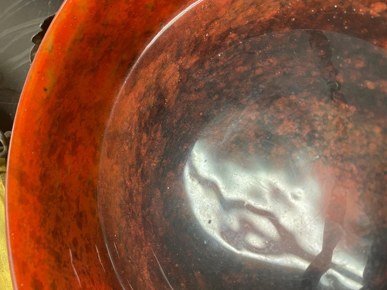 Charles Schneider a Fine Art Deco Schneider Glass and Wrought Iron Bowl ...