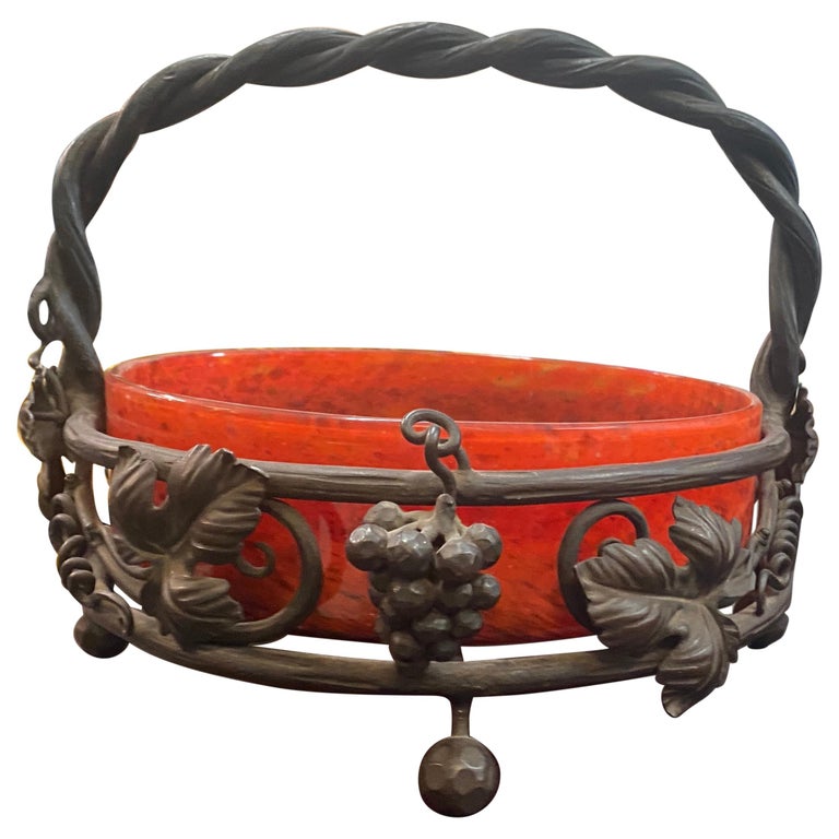 Charles Schneider a Fine Art Deco Schneider Glass and Wrought Iron Bowl ...