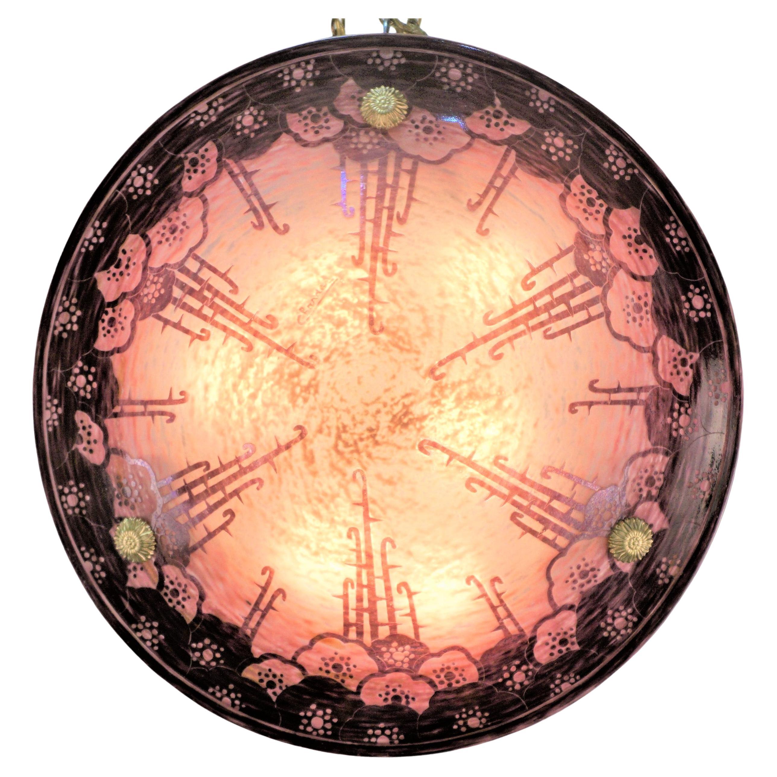 Charles Schneider Acid Cut Art Deco Chandelier at 1stDibs