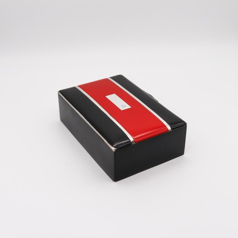 Charles Thomae 1925 Art Deco Box with Red and Black Lacquer in Sterling ...