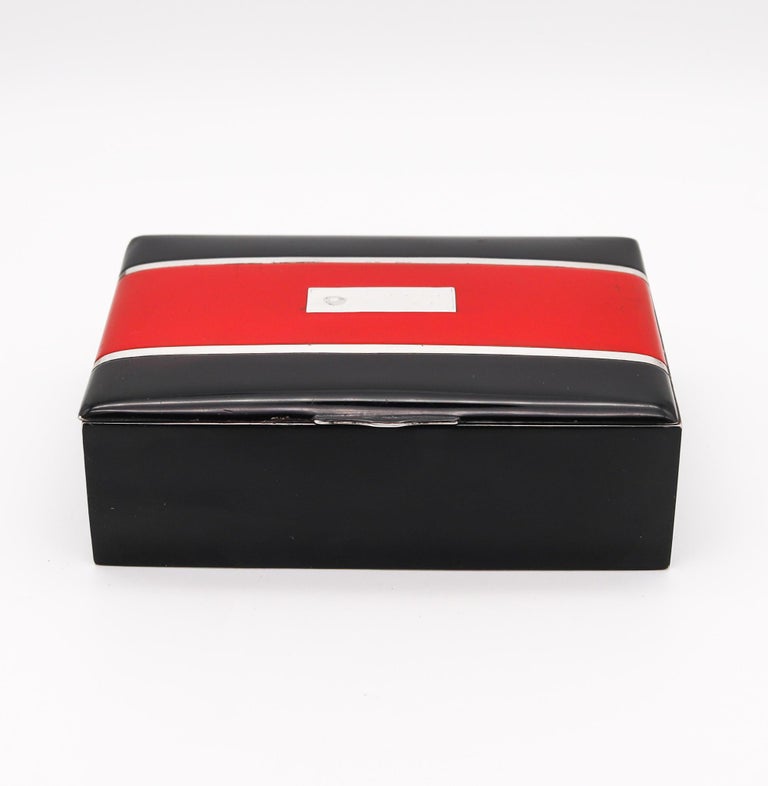 Charles Thomae 1925 Art Deco Box with Red and Black Lacquer in Sterling ...
