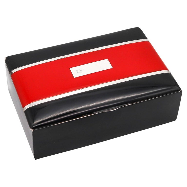 Charles Thomae 1925 Art Deco Box with Red and Black Lacquer in Sterling ...