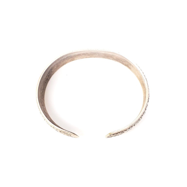 Charles Thomae Sterling Silver Floral Cuff Bracelet at 1stDibs