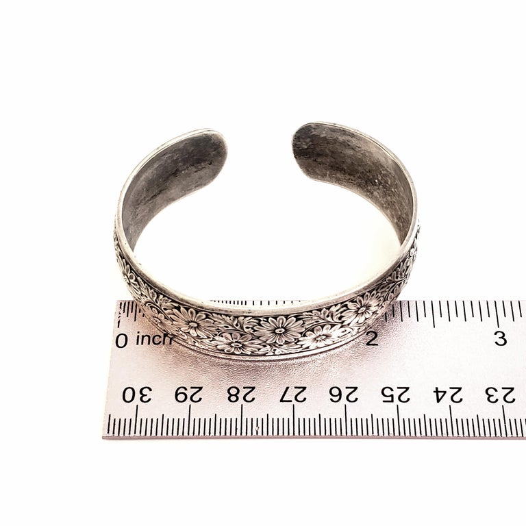 Charles Thomae Sterling Silver Floral Cuff Bracelet at 1stDibs