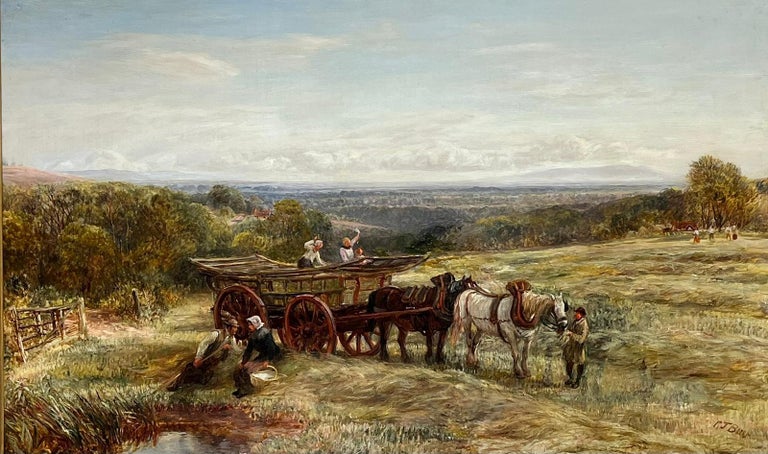 Charles Thomas Burt - Huge Victorian Signed Oil Painting Hay Making in ...