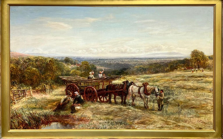 Charles Thomas Burt - Huge Victorian Signed Oil Painting Hay Making in ...