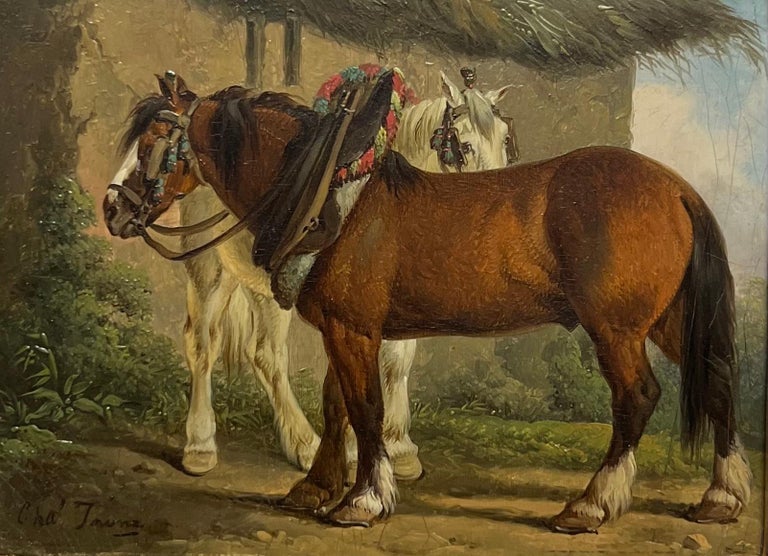 Charles Towne - 'Cart horses' and 'Cattle in a landscape' For Sale at ...