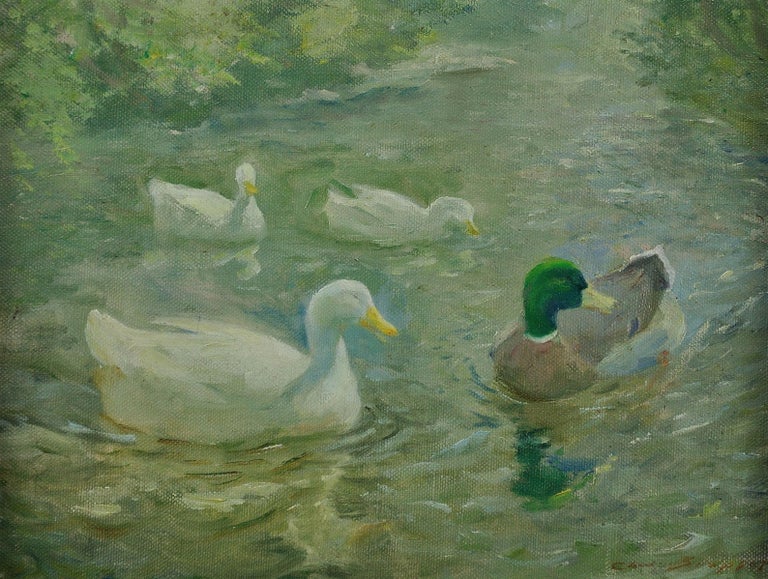 Charles Walter Simpson - Haze and Sunshine. Swimming Ducks in Hazy ...