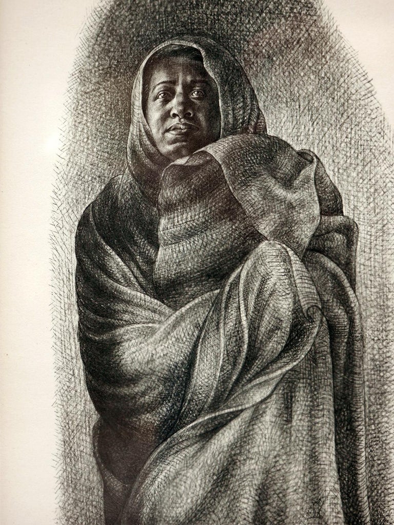 Charles Wilbert White - Black and White Print of a Woman in a Shroud at ...