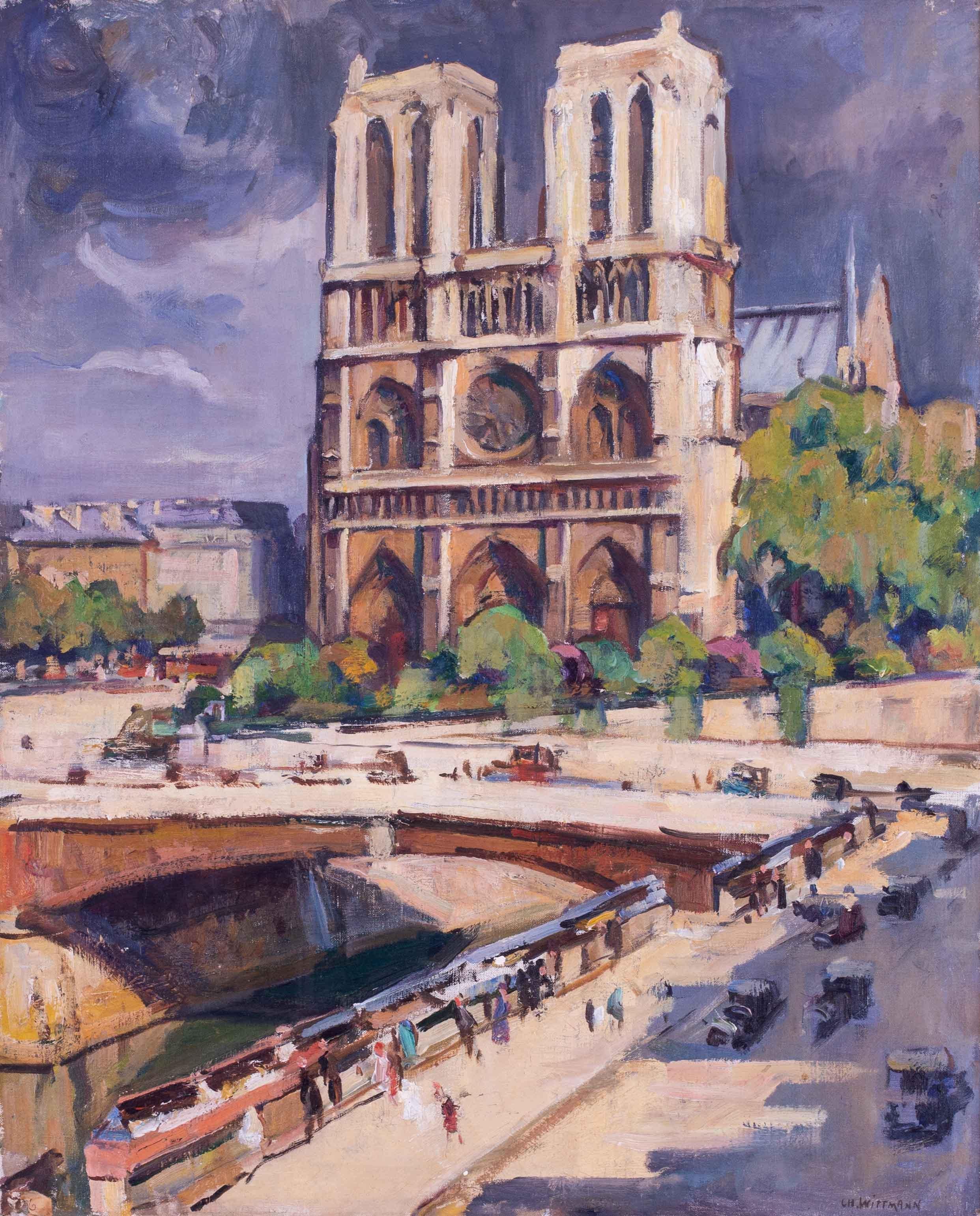 Charles Wittmann - Post impressionist scene of Notre Dame, Paris by ...