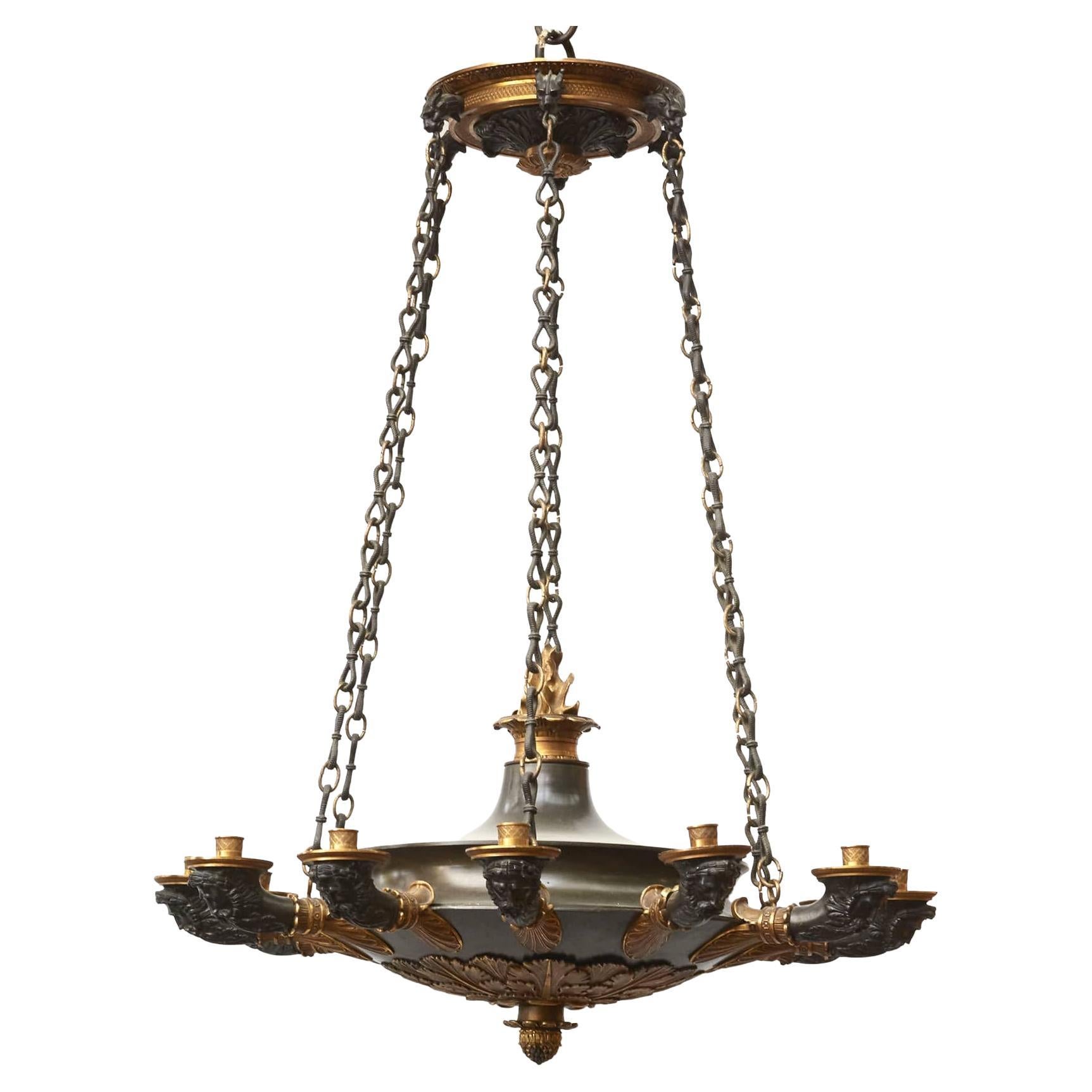 Exceptional Gilded Bronze Chandelier For Sale at 1stDibs