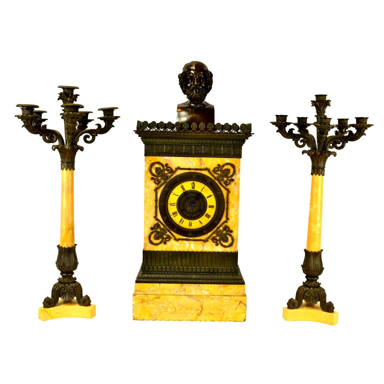 Charles X Clock and Garniture For Sale at 1stDibs