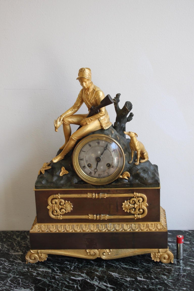 Charles X Clock, Hunter and Dog at 1stDibs