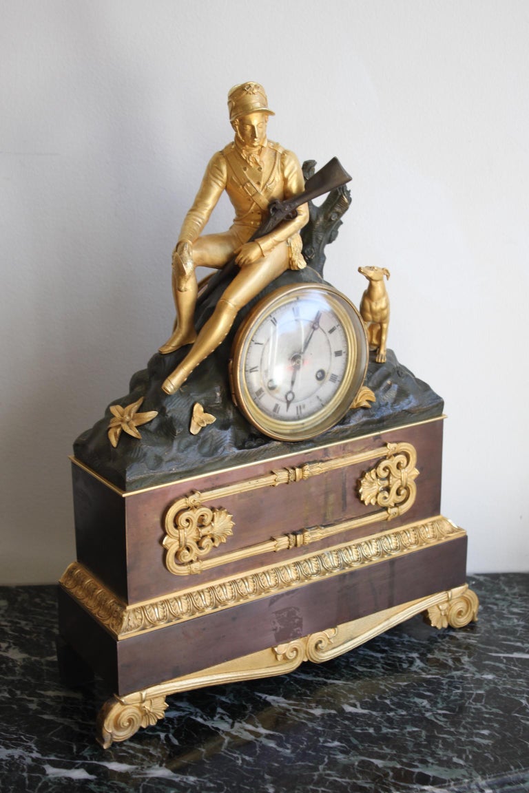 Charles X Clock, Hunter and Dog at 1stDibs