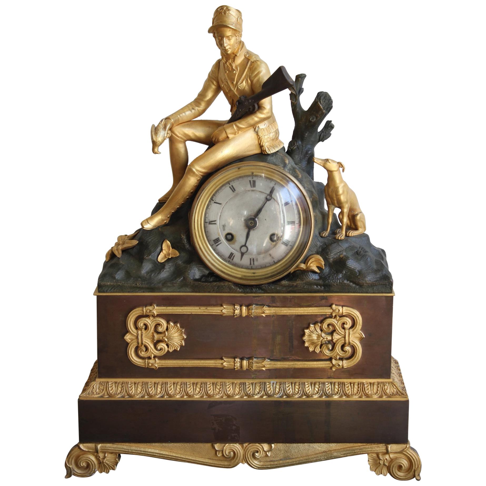 Charles X Clock, Hunter and Dog at 1stDibs