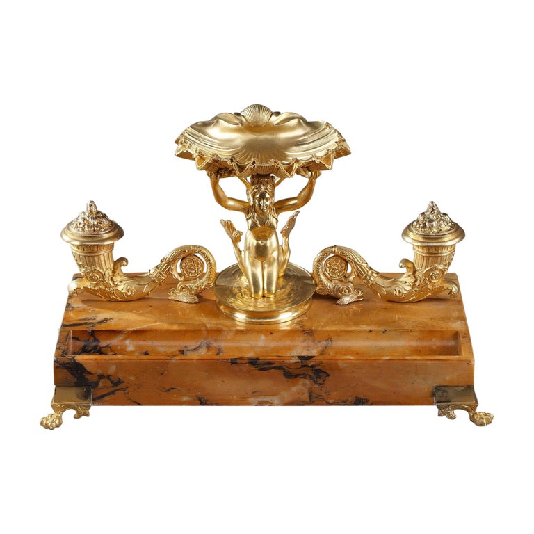 Charles X Inkwell with Mermaid Decoration at 1stDibs