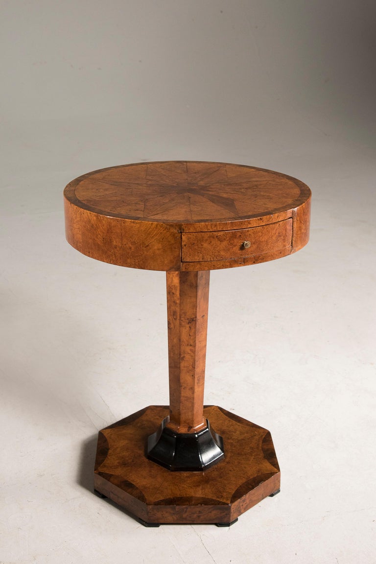 Charles X Rounded Wooden Small Elm Veneer Table For Sale at 1stDibs