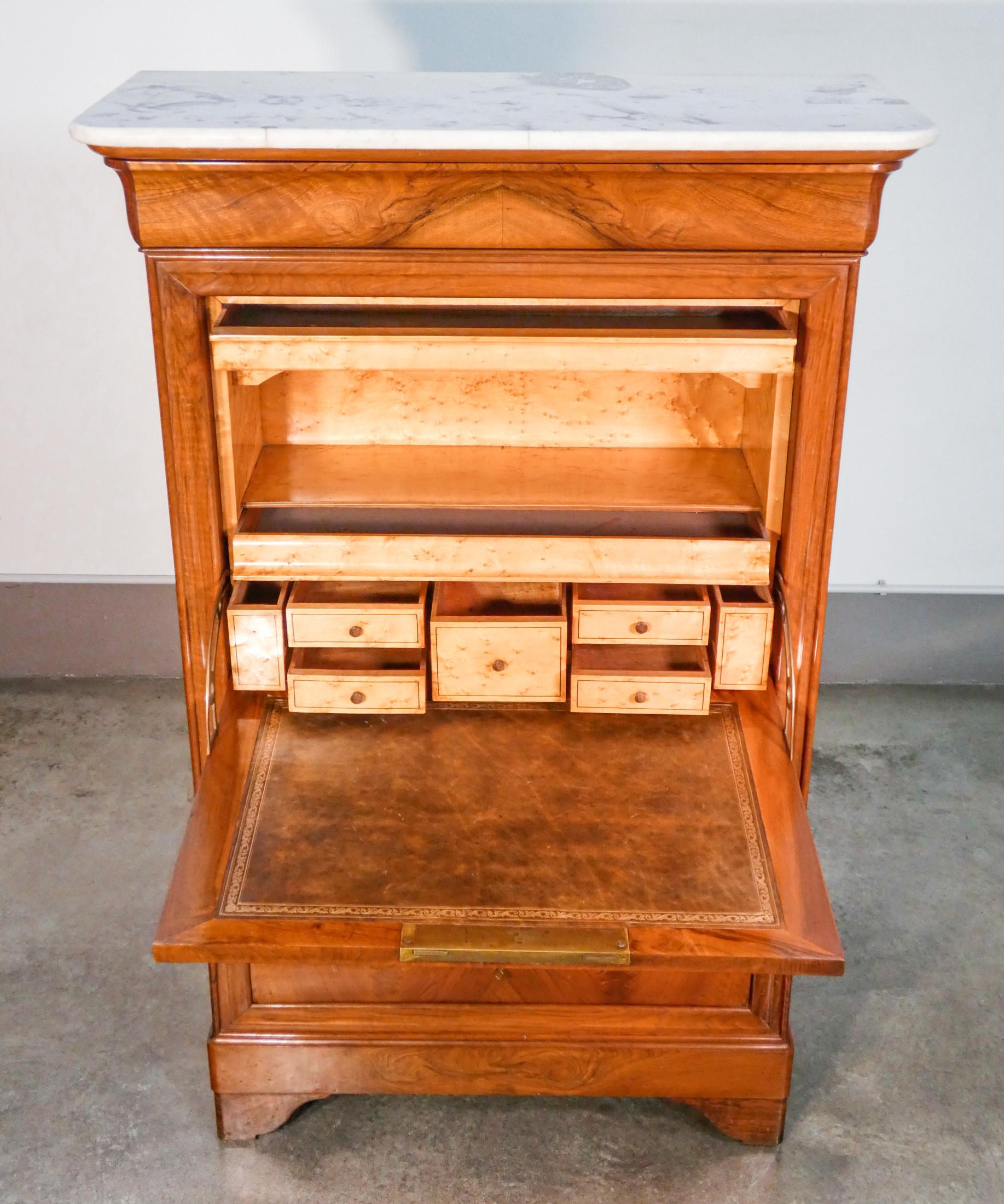 Charles X Secretaire in Walnut Wood and Feather, Drawers and Secrets ...