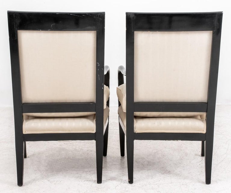 Charles X Style Ebonized Dolphin Arm Chairs, Pair For Sale at 1stDibs