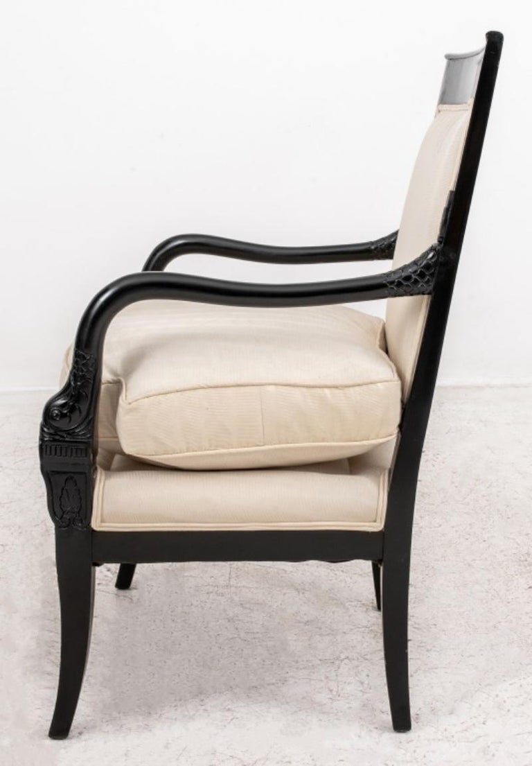 Charles X Style Ebonized Dolphin Arm Chairs, Pair For Sale at 1stDibs