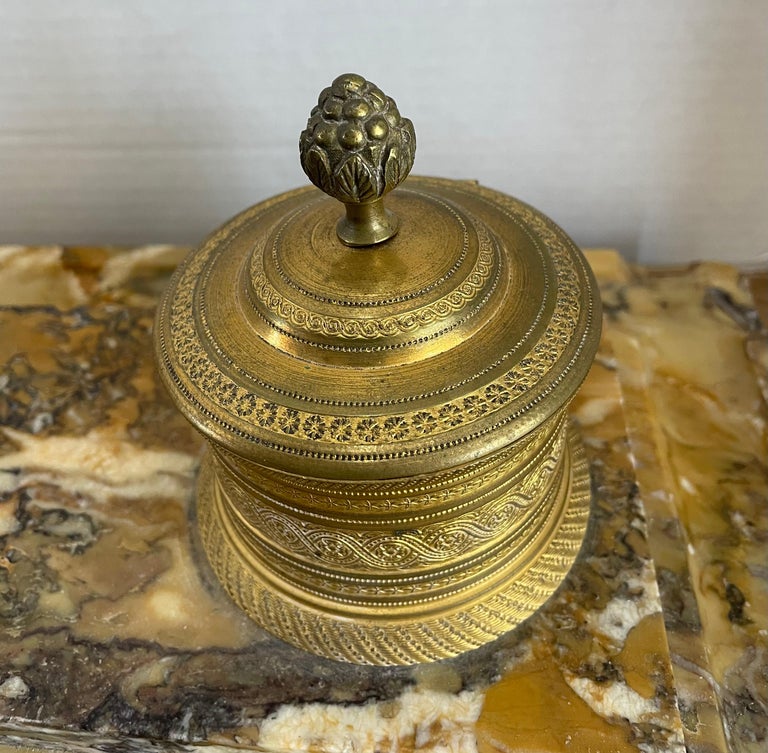 Charles X Style Marble and Bronze Inkwell Stand For Sale at 1stDibs
