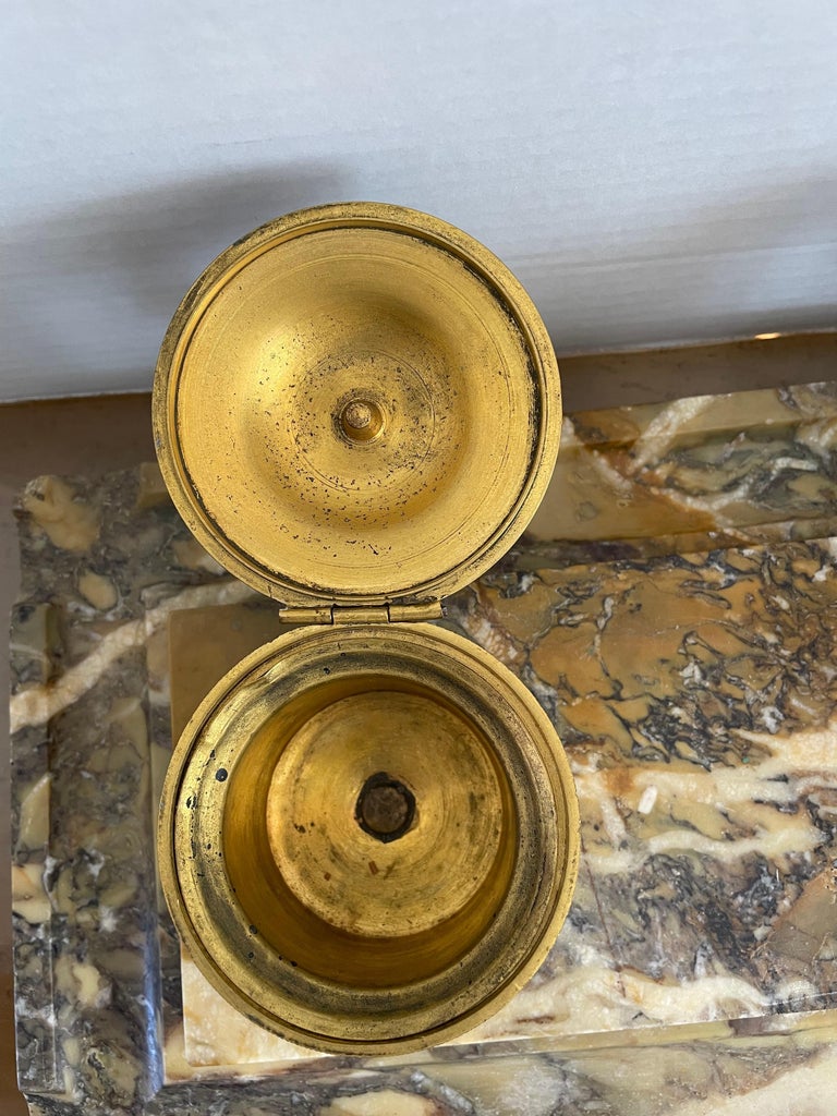 Charles X Style Marble and Bronze Inkwell Stand For Sale at 1stDibs