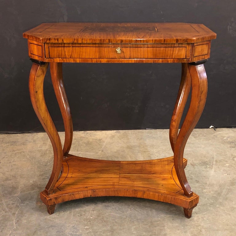 Charles X Walnut Inlaid Side Table For Sale at 1stDibs