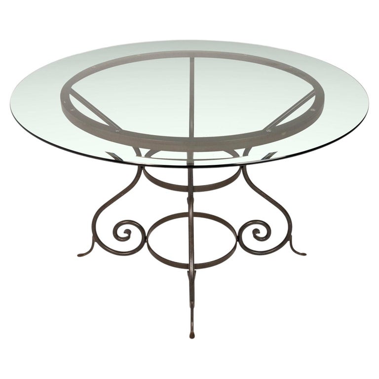 Charleston Forge 'Etrusche' Iron Glass Top Dining Table, USA, c. 2000's ...