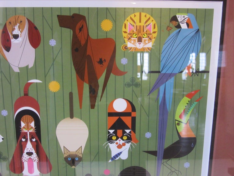 Charley Harper Midcentury Dog, Cat and Bird Serigraph Artist Signed at ...