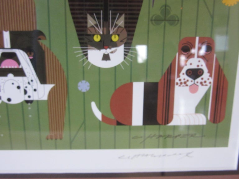 Charley Harper Midcentury Dog, Cat and Bird Serigraph Artist Signed at ...
