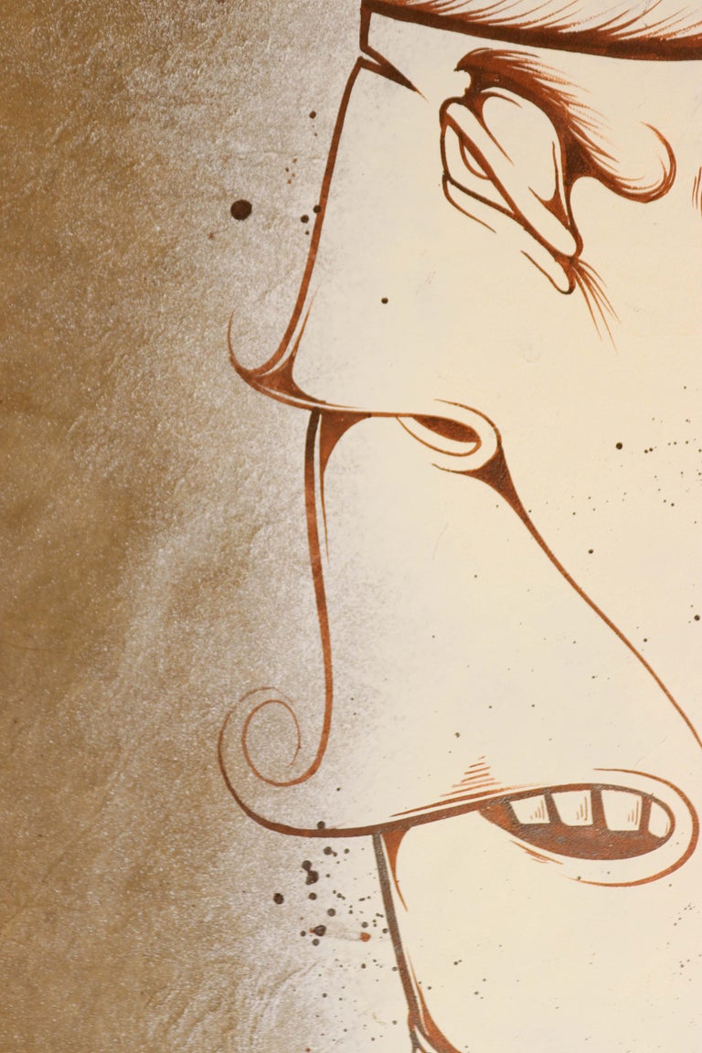 Charlie Alan Kraft Set of 4 Spray Paint and Ink Drawings on Torn Paper ...