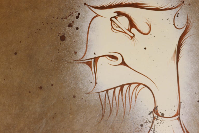 Charlie Alan Kraft Set of 4 Spray Paint and Ink Drawings on Torn Paper ...