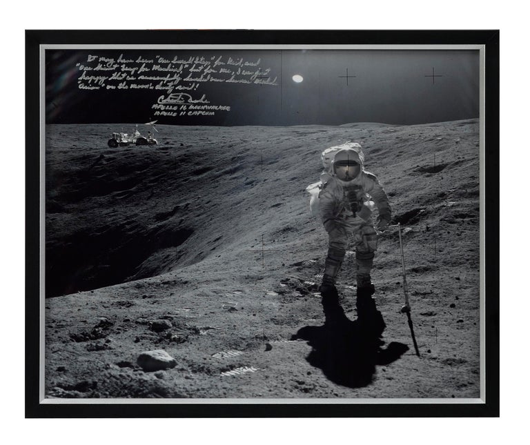 Charlie Duke Signed Photograph of Apollo 16 Moonwalk For Sale at 1stDibs